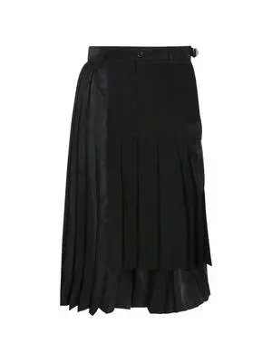 Sacai Pleated Layered Midi Skirt - Black