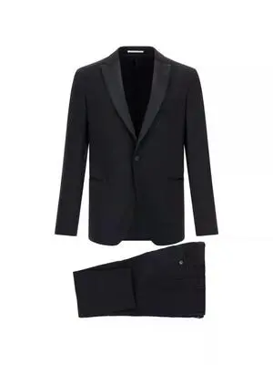Pal Zileri Satin-trim Peak-lapel Suit - Black