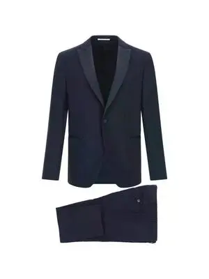 Pal Zileri Satin-trim Peak-lapel Suit - Blue