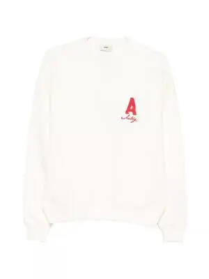 AUTRY Logo Print Crew Neck Sweater - White