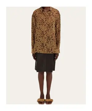 FERRAGAMO Georgette Shirt With Orchid Print - Brown