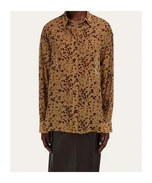 FERRAGAMO Georgette Shirt With Orchid Print - Brown