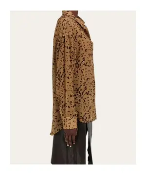 FERRAGAMO Georgette Shirt With Orchid Print - Brown