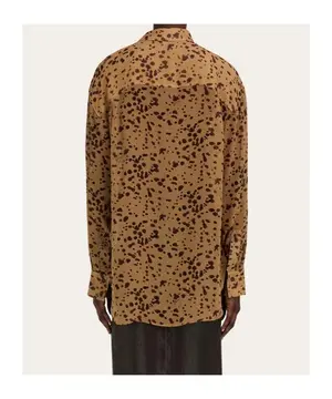 FERRAGAMO Georgette Shirt With Orchid Print - Brown