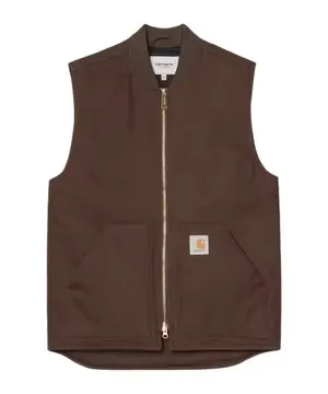 Carhartt Work In Progress Classic Logo Patch Zipped Vest - Brown