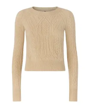 ERMANNO SCERVINO Long-sleeved Pure Cashmere Sweater With Cable-knit And Openwork Detailing