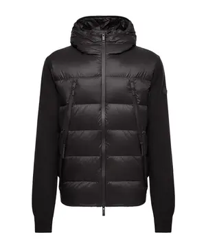 Moncler Wool Padded Zip-up Cardigan - Black