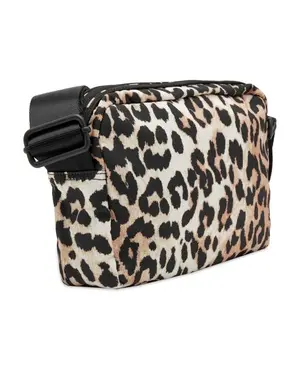 GANNI Logo-patch Leopard-printed Crossbody Bag