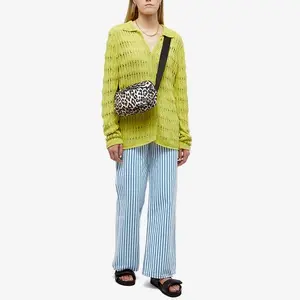 GANNI Logo-patch Leopard-printed Crossbody Bag