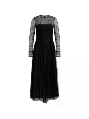 Alberta Ferretti Polka-dot Embroidered-lace Midi Dress - Black