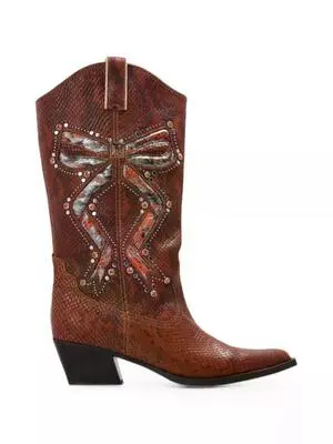 Kurt Geiger Rodeo Bow Snakeskin-effect Boots