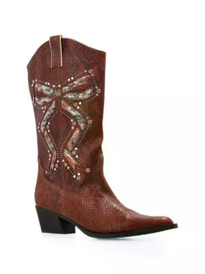 Kurt Geiger Rodeo Bow Snakeskin-effect Boots