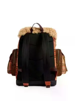 Dsquared2 Checked Wool Blend Backpack With Faux Fur Flap