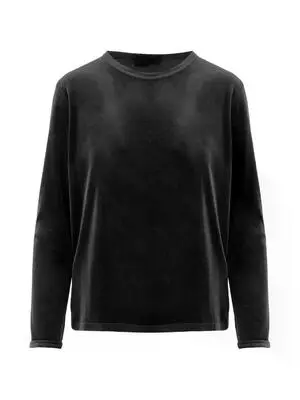 F.IT Velvet-effect Crew-neck Sweater - Black