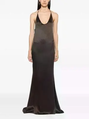 TOM FORD Halterneck Silk Evening Maxi Dress - Brown