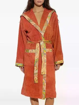 Etro Hooded Bathrobe With Paisley Trim
