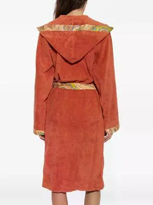 Etro Hooded Bathrobe With Paisley Trim
