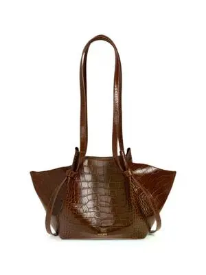 Yuzefi Mochi Croc-effect Leather Tote Bag - Brown
