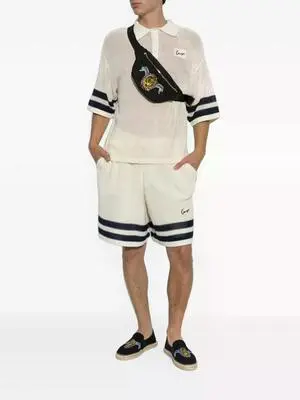 Kenzo Stripe-trim Decorative-weave Shorts