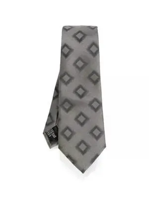 Giorgio Armani Geometric-pattern Silk Tie - Grey