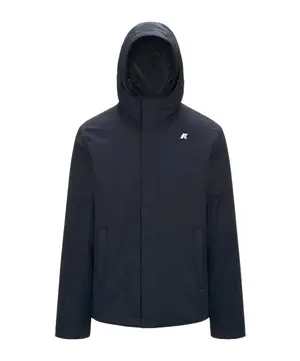 K-WAY Logo Hooded Casual Jacket - Black