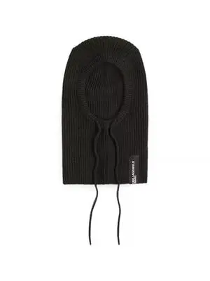 Karl Lagerfeld Ribbed Knit Hooded Balaclava
