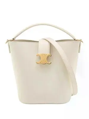 Celine 2000-2026 Small Smooth Calfskin Louise Bucket Bag Satchel - White
