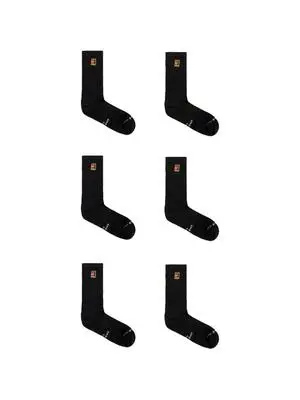 Nike Logo-patch Ribbed-knit Socks - Black
