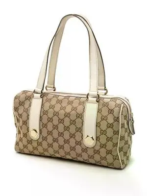 Gucci Gg Canvas Charmy Boston Bag - White