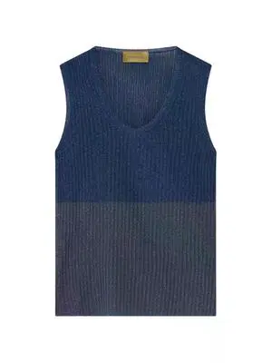 Momoni Ribbed-knit V-neck Sleeveless Top - Blue