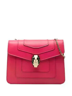 BVLGARI 2010-2026 Small Leather Square Serpenti Forever Chain Crossbody Bag - Pink