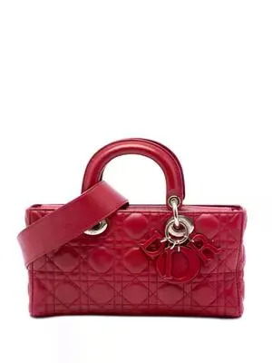 Dior 2016 Medium Lambskin Cannage Lady D Joy Satchel - Red
