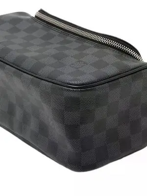 LOUIS VUITTON 2021-2026 Damier Graphite Toiletry Pouch Clutch Bag - Black