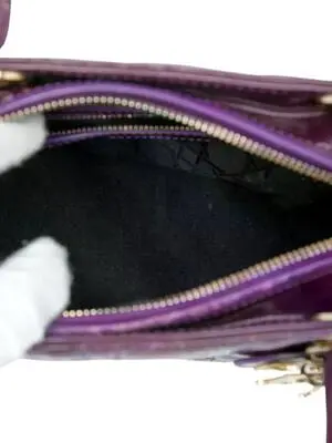 Dior Patent Cannage Lady Satchel - Purple