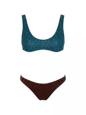 Oseree Lumière Sporty Lurex Bikini - Green