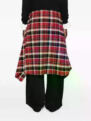 ANN DEMEULEMEESTER Plaid-panel Belted Skirt