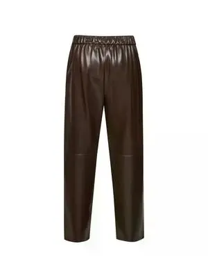 Max Mara Leather-effect Straight-leg Trousers - Brown