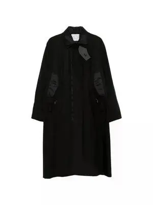 Sacai Buckle-detail Panelled Coat - Black