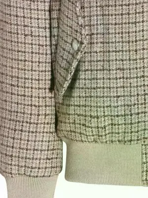Eleventy Checked-pattern Shearling-collar Jacket