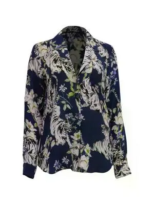 ANINE BING 2020s Blair Tiger-print Shirt - Blue