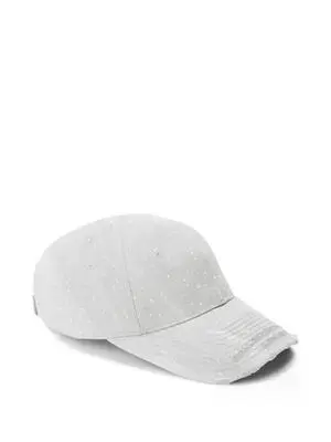 Alexander Wang Crystal-embellished Distressed Baseball Cap - Grey