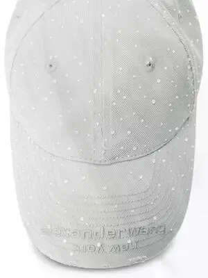 Alexander Wang Crystal-embellished Distressed Baseball Cap