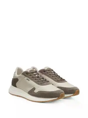 BOSS Vinston Runn Lace-up Sneakers With Suede Trims - Neutrals