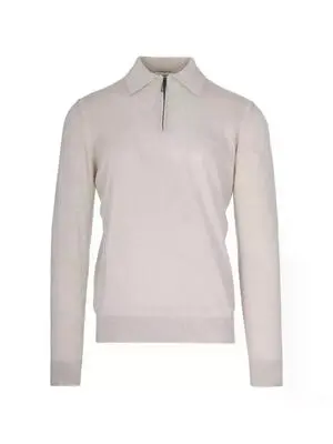 PAOLO PECORA Zip-fastening Wool Polo Shirt - Neutrals