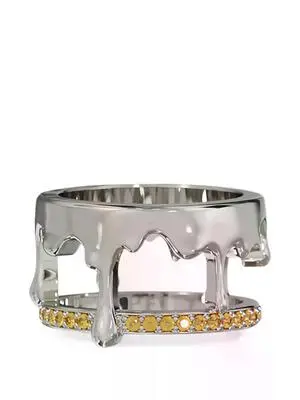 SAPFIRA Citrine-embellished Dripping-effect Ring - Silver