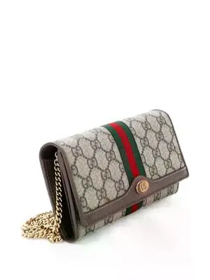 Gucci Ophidia Chain Wallet Gg Coated Canvas Crossbody Bag