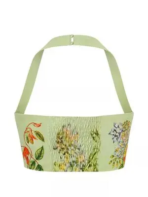 Hemant & Nandita Floral Print Halterneck Top - Green