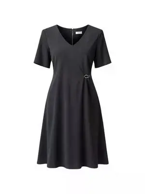 Herno V-neck Midi Dress With Buckle Detail - Black