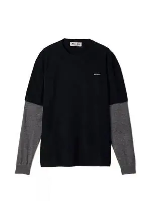 Miu Miu Layered Striped-sleeve Sweater - Blue