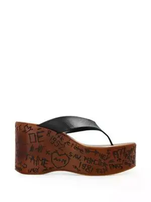 Chloé Maxime Graffiti-print Wedge Sandals